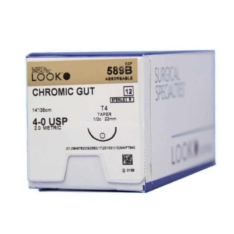 Suture Chromic Gut 4/0 14 T4 12/Bx – Curio.Dental